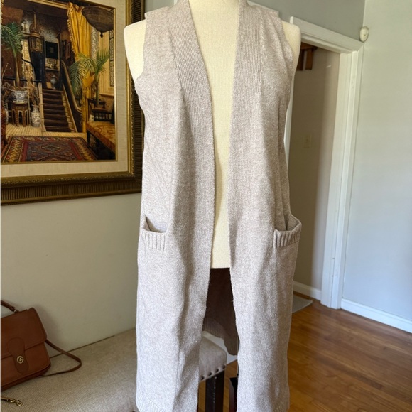 Charlie Paige | Jackets & Coats | Charlie Paige Beige Knit Vest Duster ...
